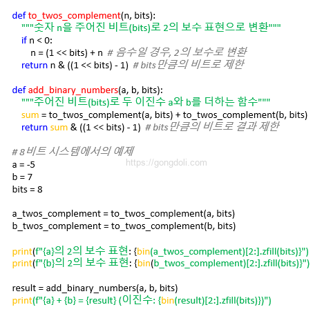 2의 보수와 부호화,계산 방법,활용,부호화 개념,부호화 장점